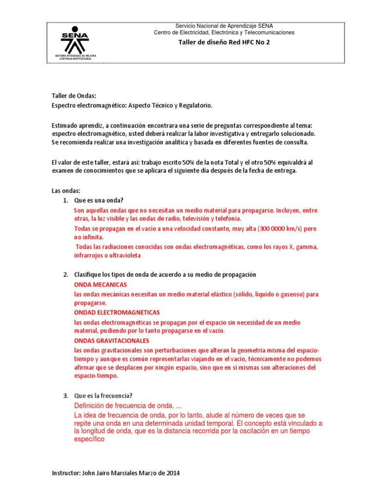 Taller - Espectro - Electromagnetico - Ondas - T2 DG | PDF | Radiación electromagnética | Rayo X