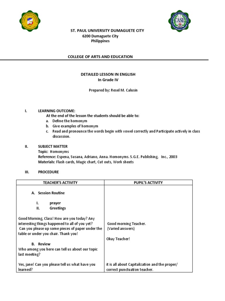 Detailed Lesson Plan in Grade 4 - SPEECH | PDF | Lesson Plan | Semiotics