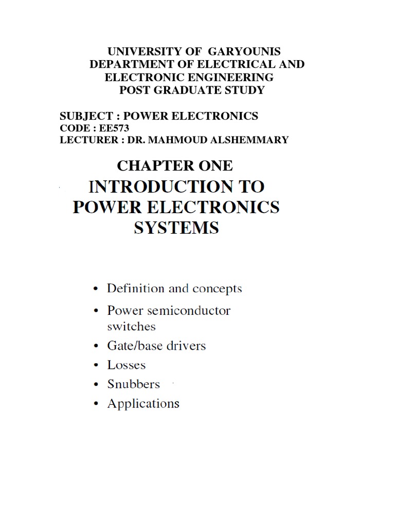 Introduction to Power Electronics | PDF | Power Electronics | Field ...