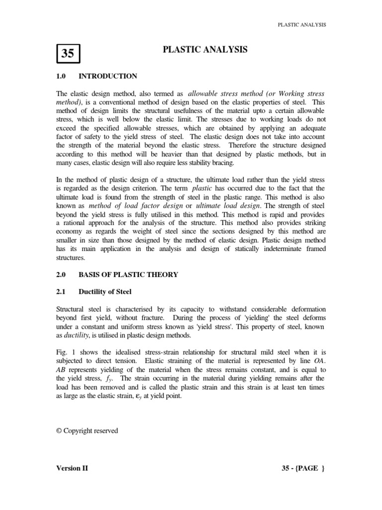 Plastic Analysis | PDF | Deformation (Engineering) | Yield (Engineering)