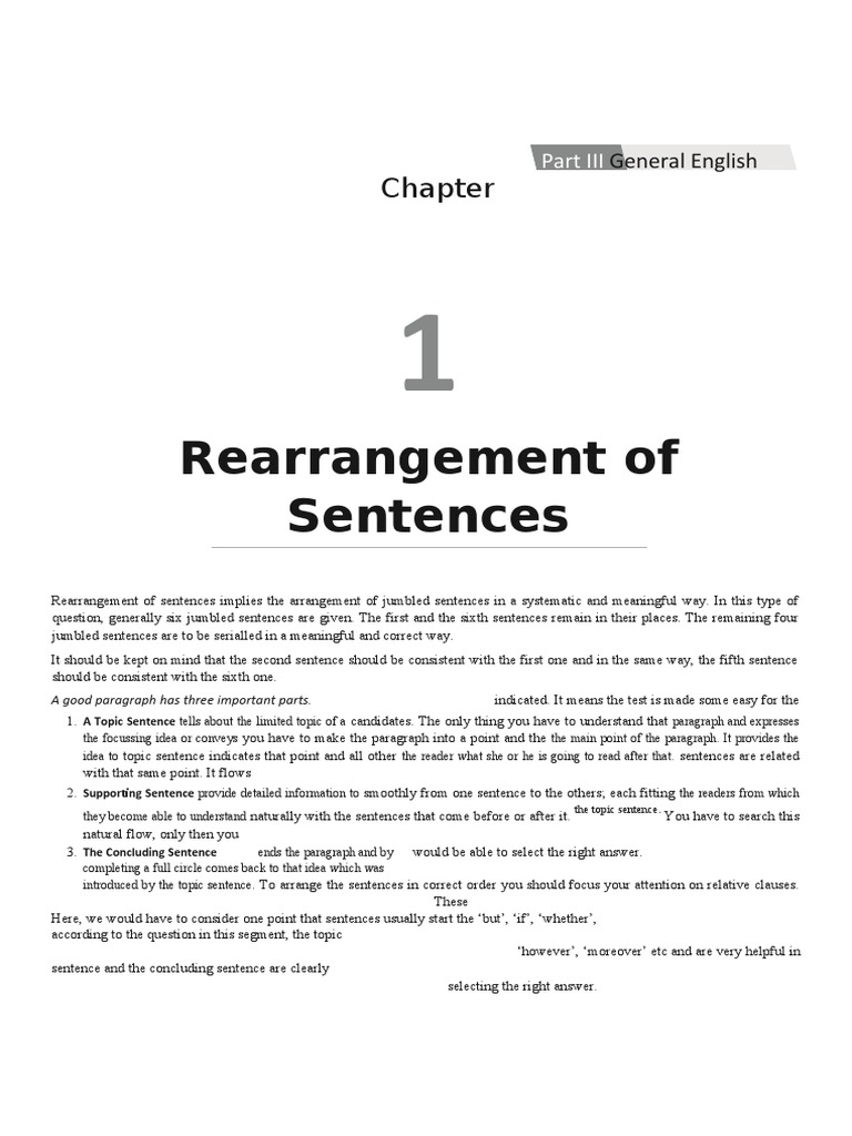 Arranging Jumbled Sentences: Tackling a Rearrangement of Sentences ...