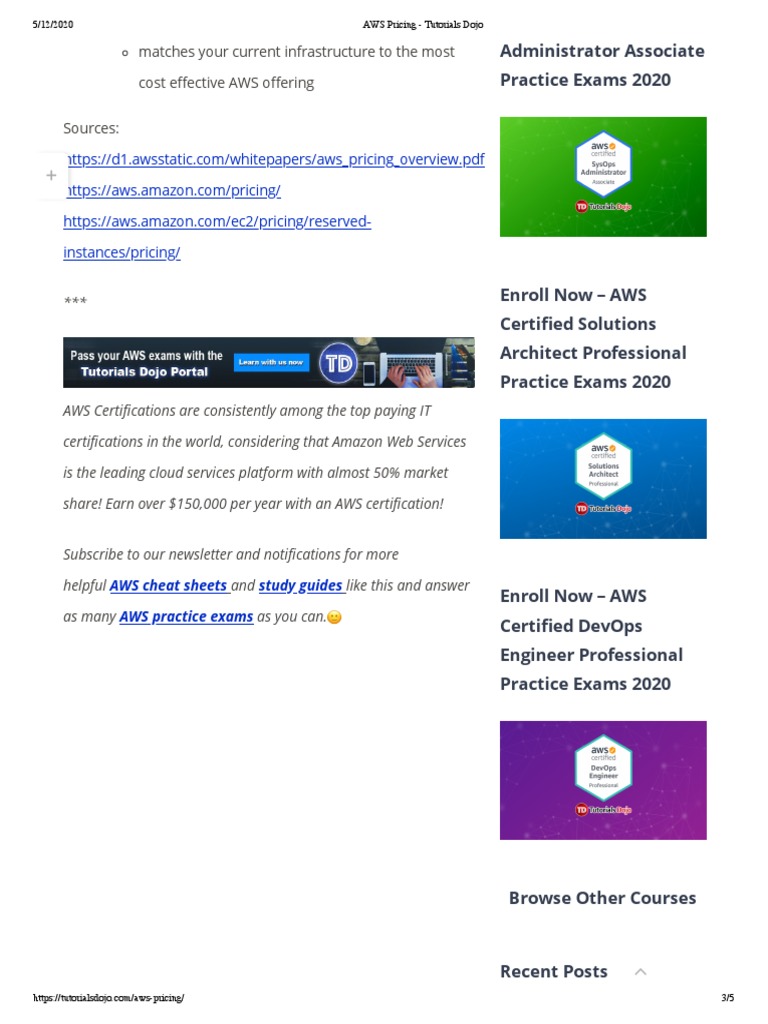 AWS Pricing - Tutorials Dojo | PDF