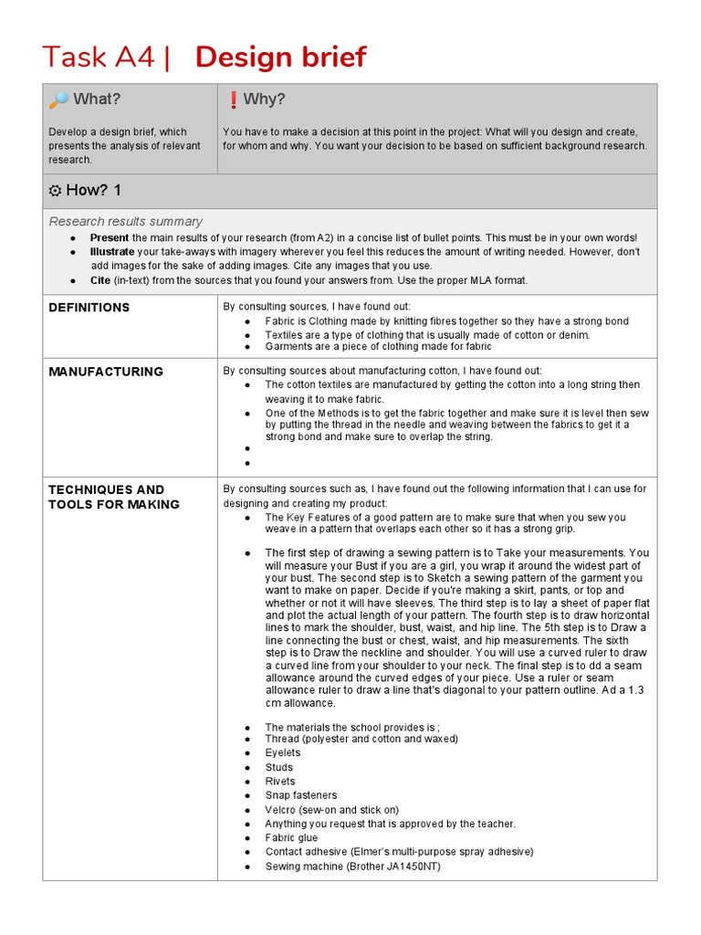 Rahul Salwan A4 Design Brief Sustainable Design Sewciety 1 | PDF ...