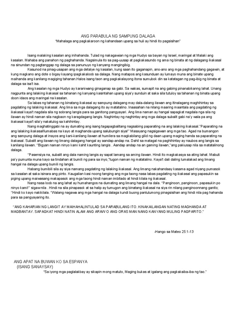 Ang Parabula NG Sampung Dalaga | PDF