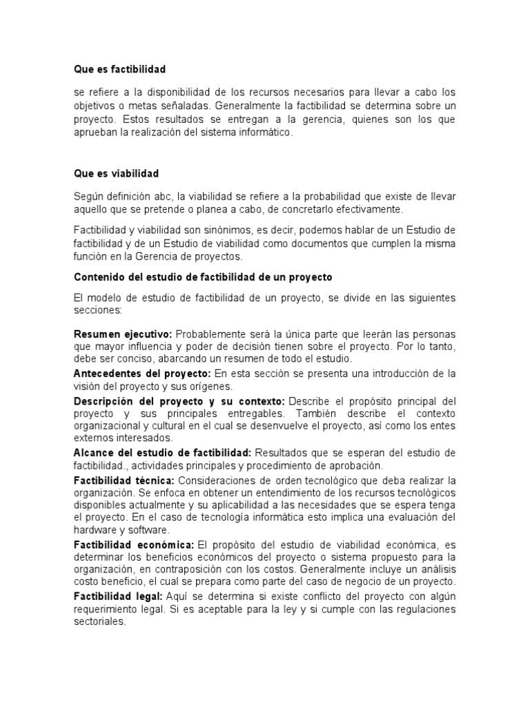 Que Es Factibilidad | PDF | Mercado (economía) | Software