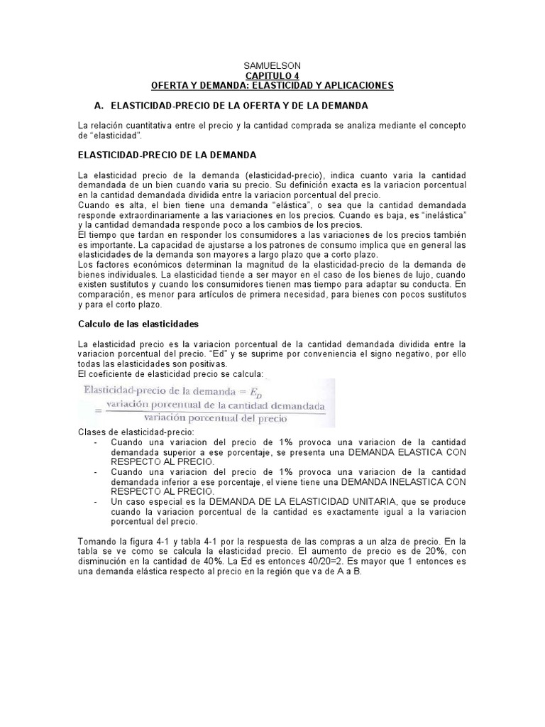 Samuelson Capitulo 4 | PDF | Elasticidad (economía) | Oferta y demanda