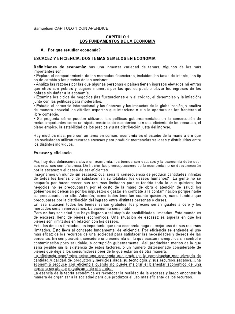 Samuelson Capitulo 1 y Apendice | PDF | Pendiente | Bienes