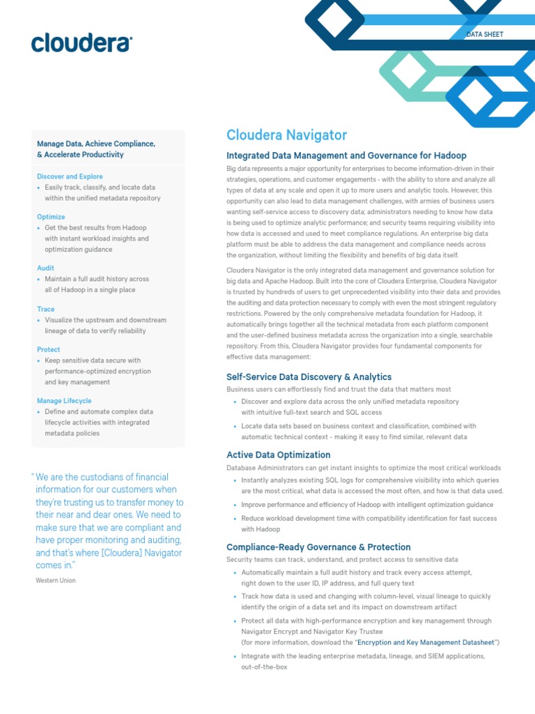 Cloudera Navigator: Integrated Data Management and Governance For Hadoop | PDF | Metadata | Big Data