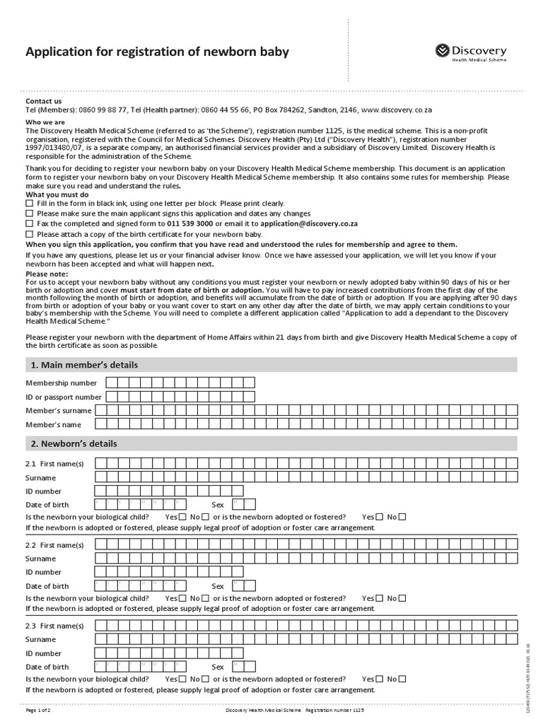 Newborn Application Form | PDF | General Practitioner | Adoption