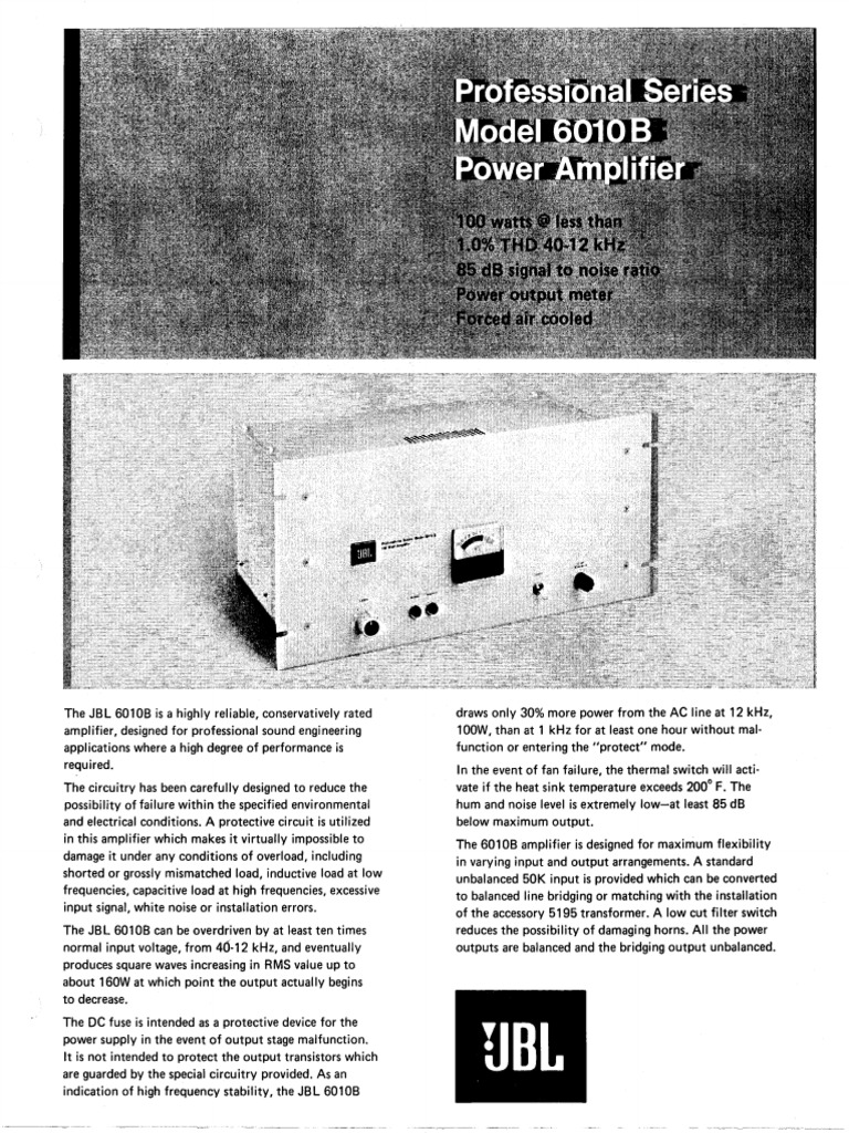 JBL 6010b Power Amplifier Schematic | PDF