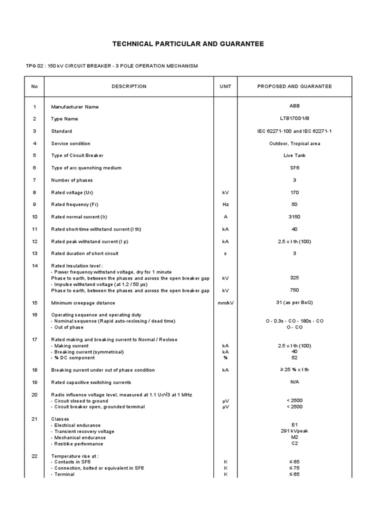 Technical Particular and Guarantee | PDF | Insulator (Electricity ...