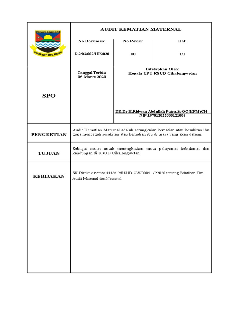 Spo Audit Kematian Maternal | PDF