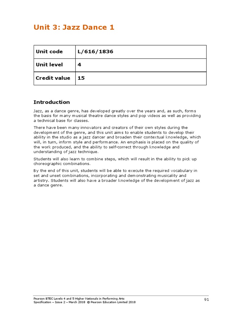 Unit 3 Jazz Dance 1 | Download Free PDF | Jazz | Dances