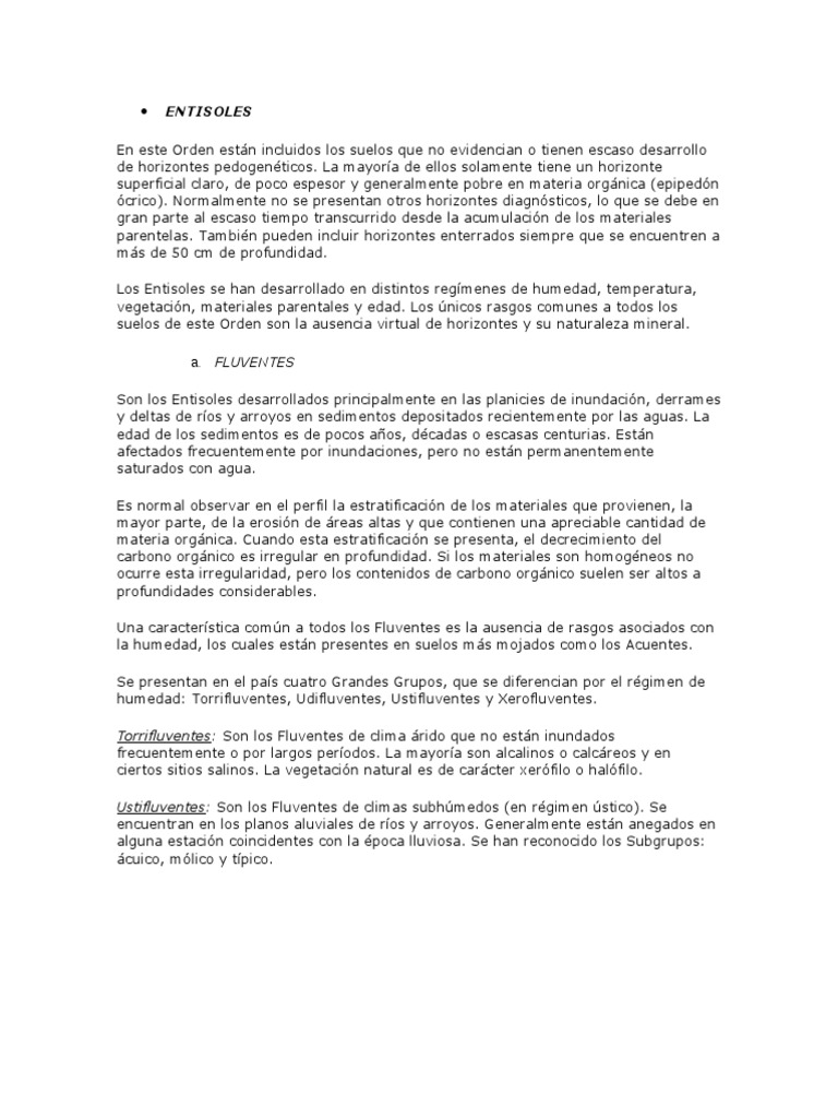 Entisoles: Suelos de Escaso Desarrollo | PDF | Clima | Geografía Física