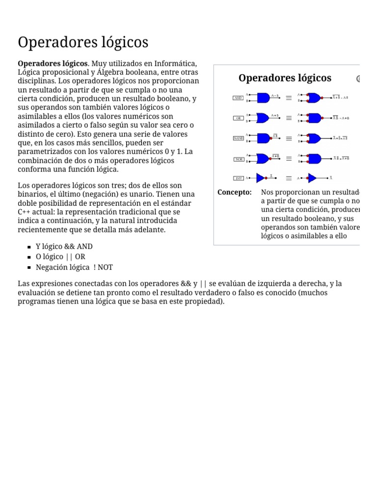 Operadores Lógicos | PDF | Álgebra de Boole | Enseñanza de matemática