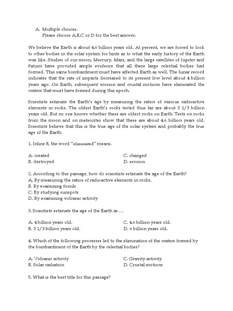 English Reading Comprehension | PDF | Mangrove | Impact Crater