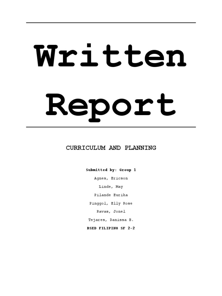 Curriculum Planning Written Report | PDF | Curriculum | Schools