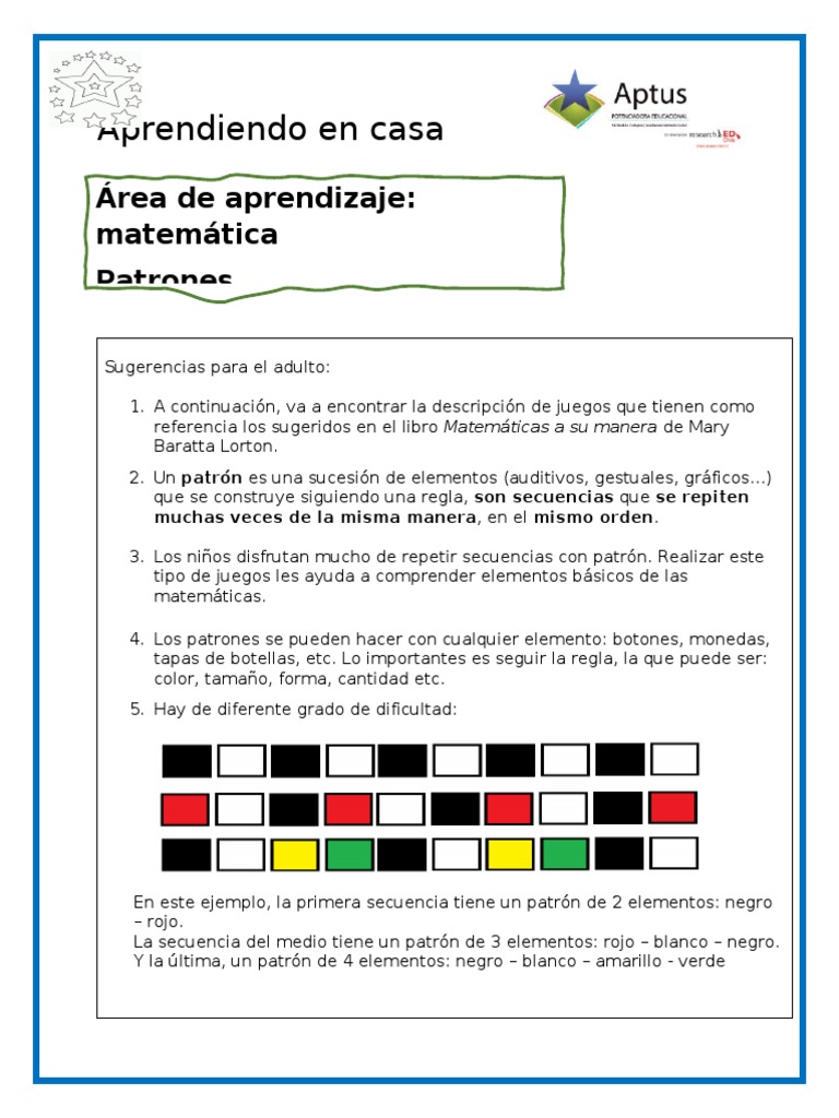 Aprendiendo en El Hogar. Juegos de Patrones | PDF | Secuencia