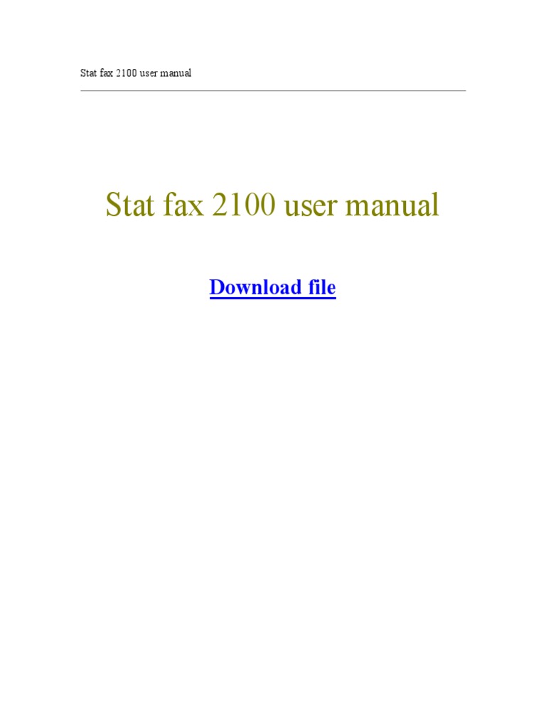 Stat Fax 2100 User Manual: Download File | PDF