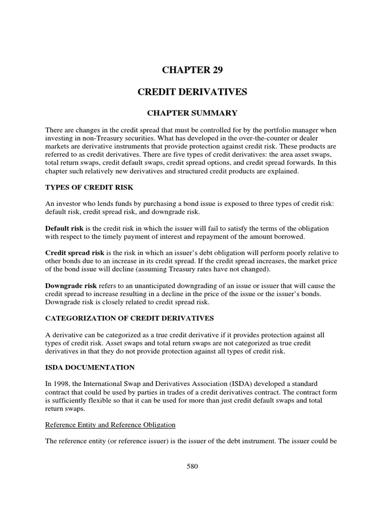 An Overview of Credit Derivatives: Types of Credit Risk, Credit ...
