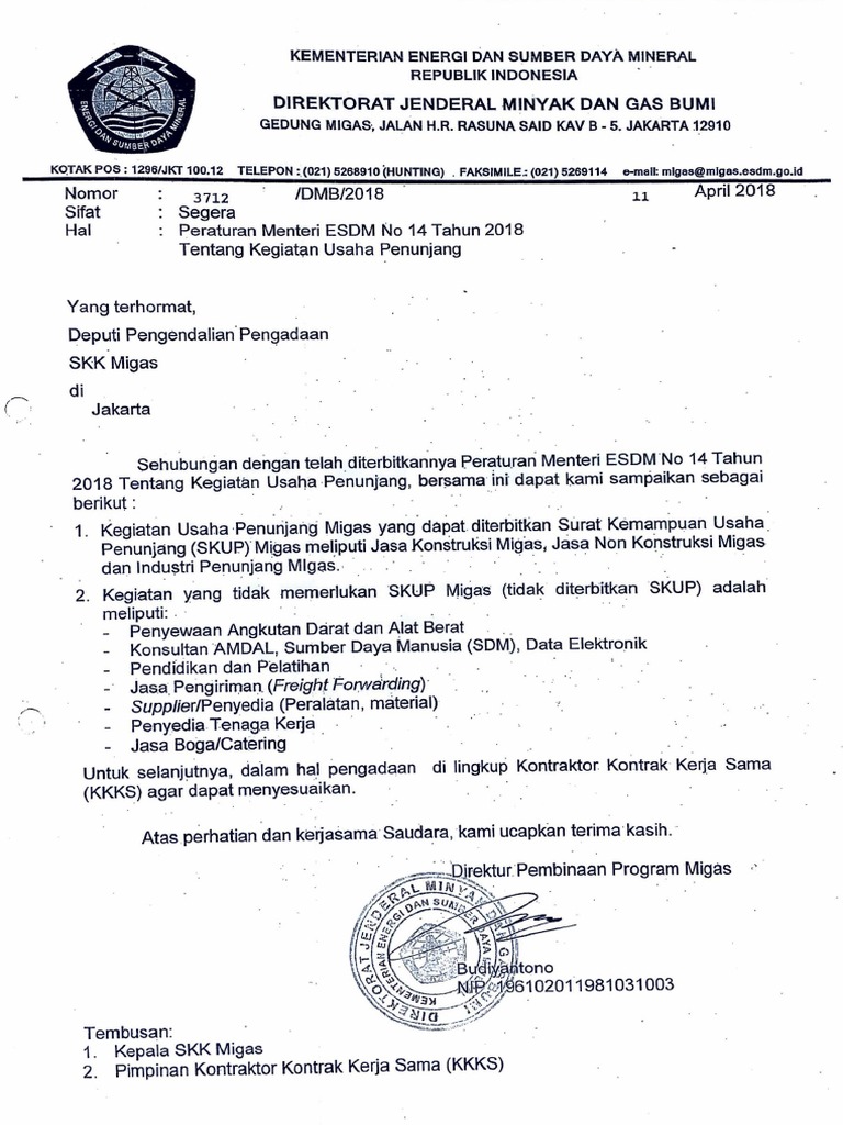 Surat SKK Migas PDF | PDF
