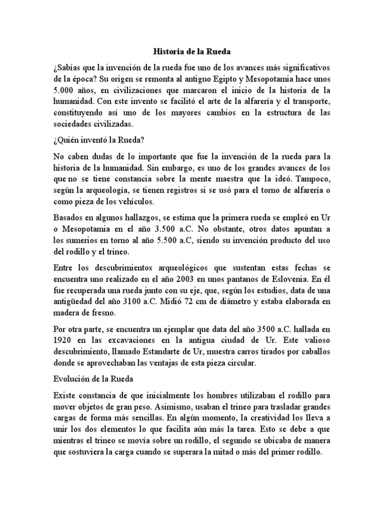 Historia de La Rueda | PDF | Rueda