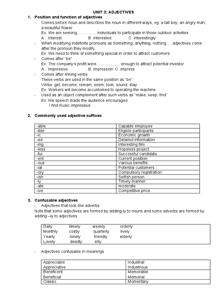 Ms Hoa TOEIC - Demo - Adjective | PDF | Adjective | Noun