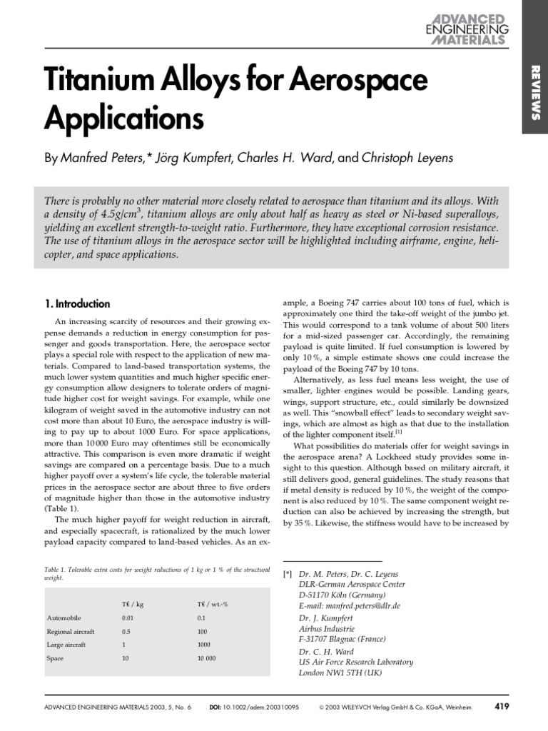 Titanium Alloys For Aerospace Applications | PDF | Titanium | Gas Turbine