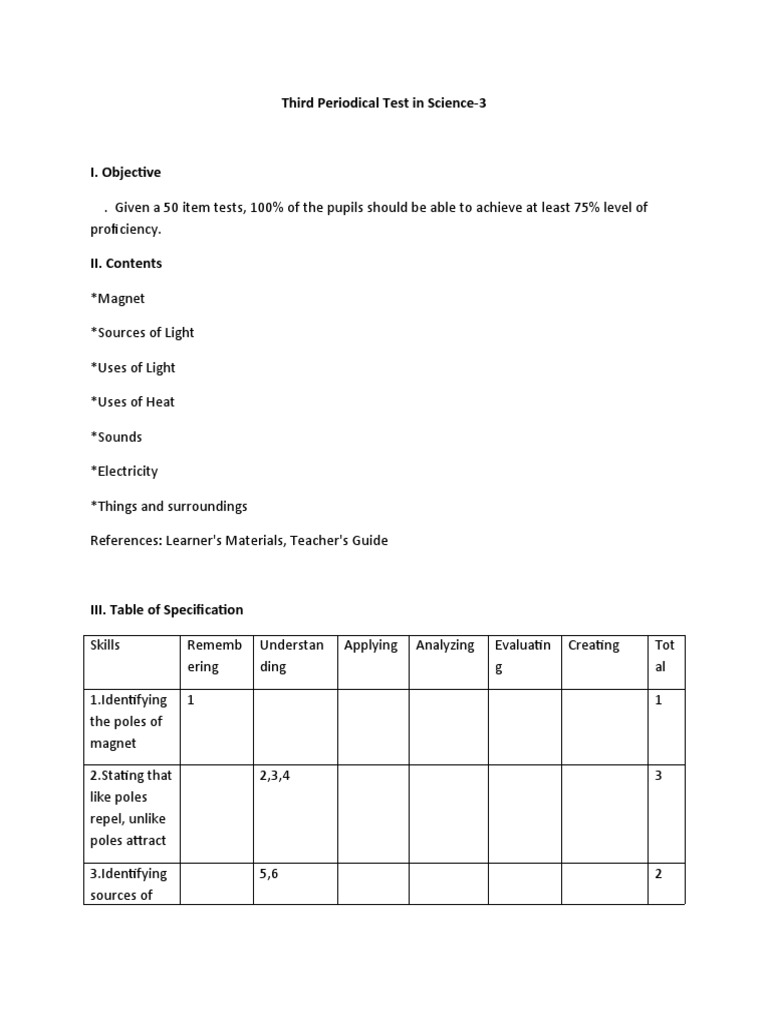 Grade 3 Science Test Overview | PDF | Science & Mathematics