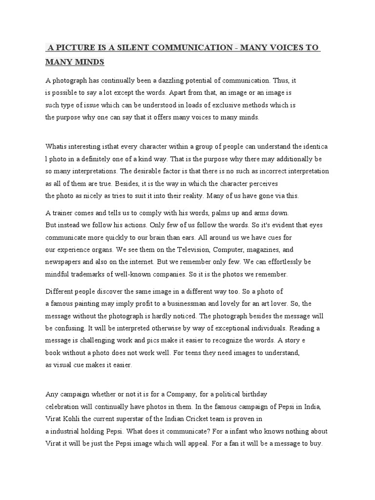 A Picture Is A Silent Communication | PDF