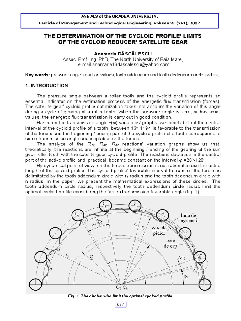 Cycloidal Profile | PDF | Gear | Angle