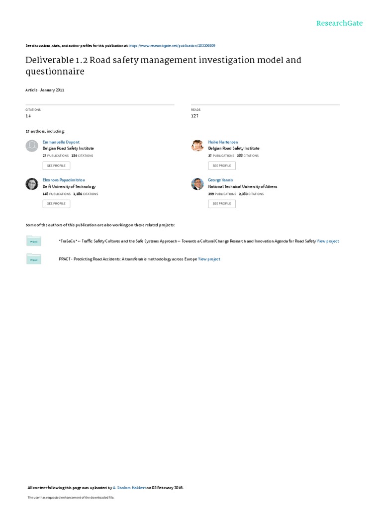 Deliverable 12 Road Safety Management Investigatio | PDF | Road Traffic ...
