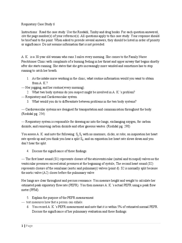 Respiratory Case Study 6 PDF | PDF | Heart Valve | Heart