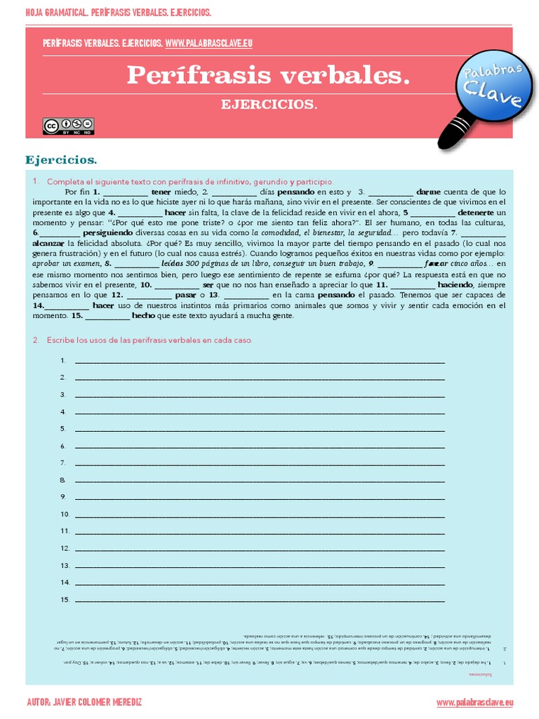 Perifrasis Verbales. Ejercicios-8 | PDF | Felicidad