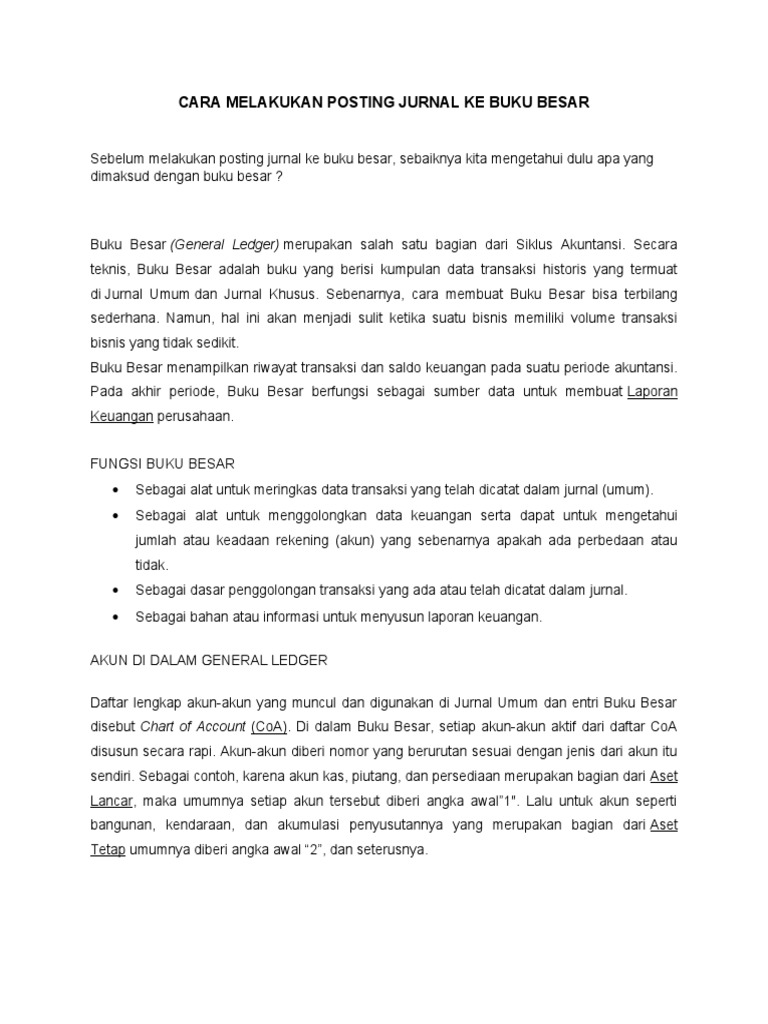 Cara Mem Posting Jurnal Ke Buku Besar | PDF