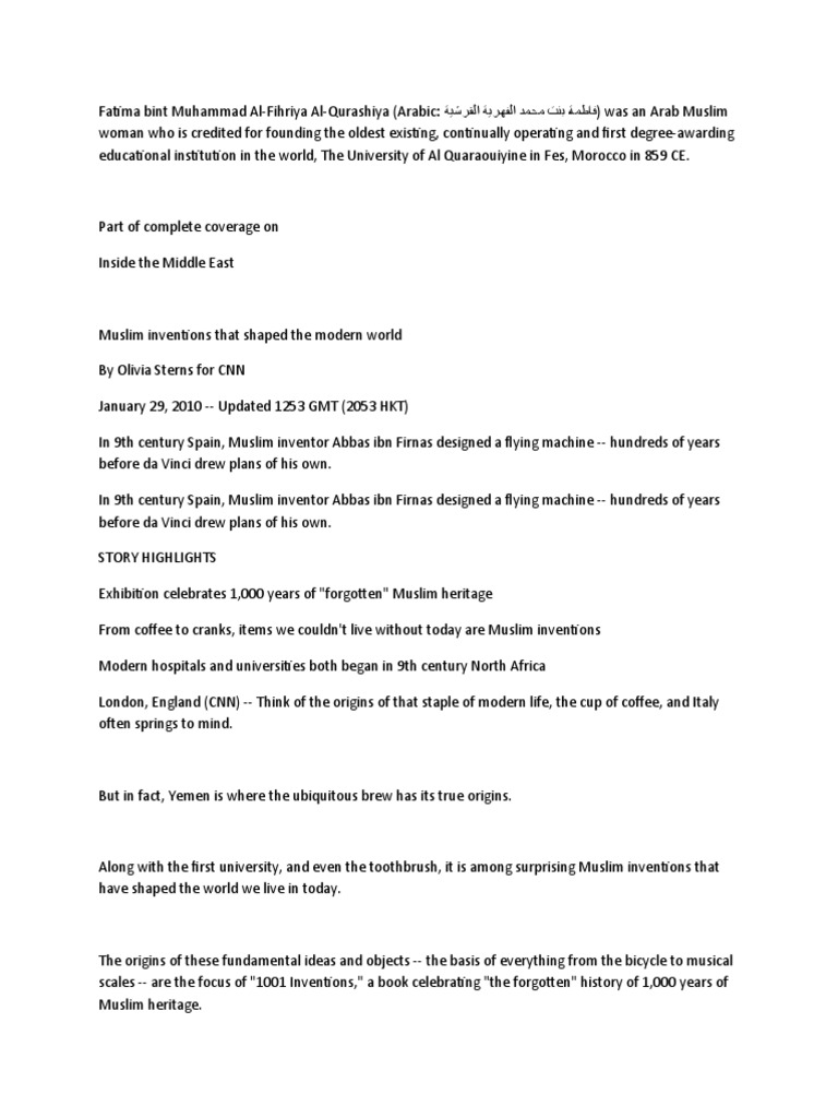 Muslim Inventions | PDF | Algebra | Religion And Belief