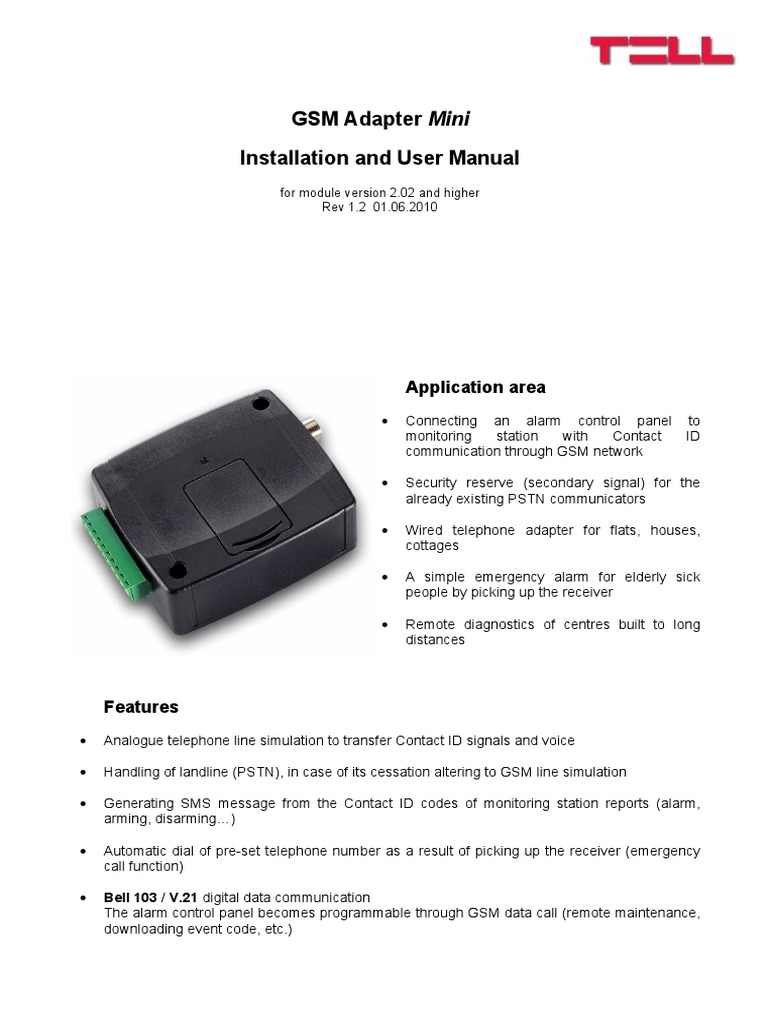 GSM Adapter Mini User Manual 2.02+ | PDF | Telephone Number | Telephone