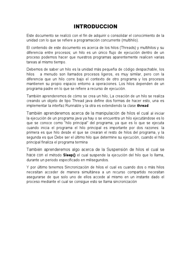 Introducción a la programación concurrente mediante hilos en Java | PDF | Hilo (Computación ...