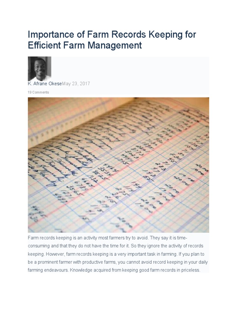 The Importance of Farm Records Keeping for Efficient Farm Management ...