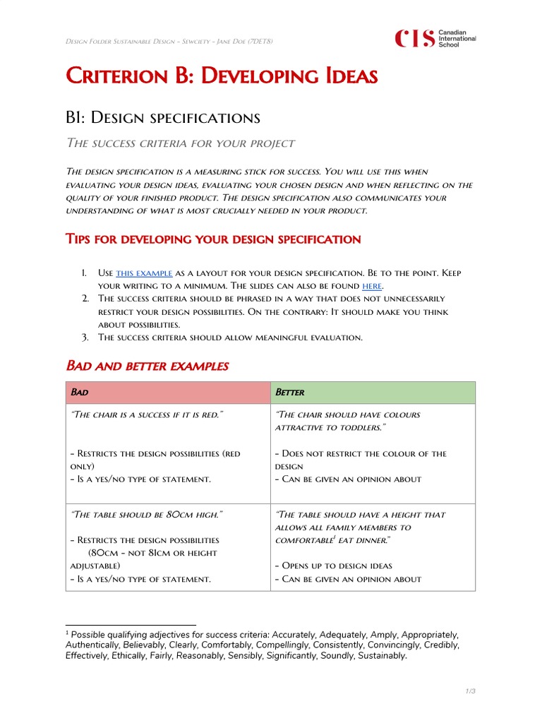 b1 Design Specifications Task | PDF | Psychological Concepts | Learning