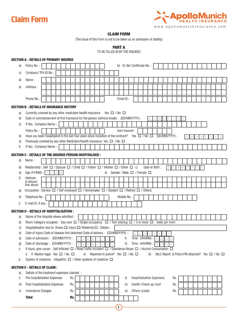 Claim Form Part A | Download Free PDF | Identity Document | Insurance