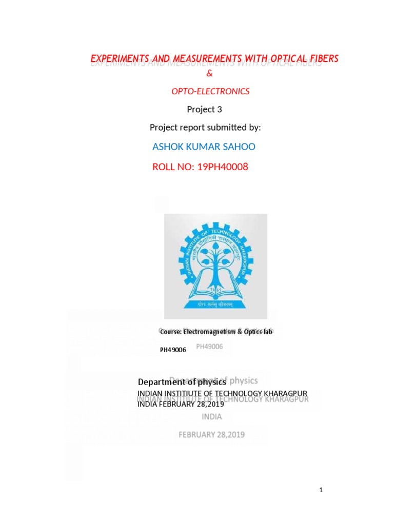 Optical Fiber and Optoelectronics Lab Report | PDF | Optical Fiber ...