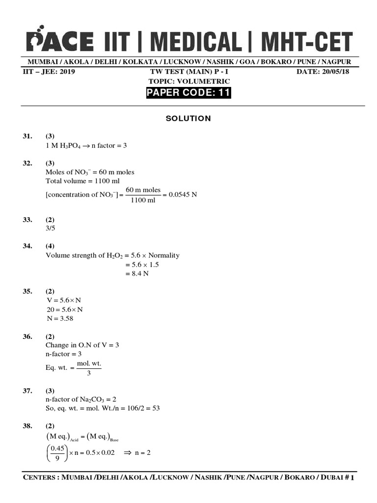Volumetric (Solution) | PDF | Mole (Unit) | Analytical Chemistry