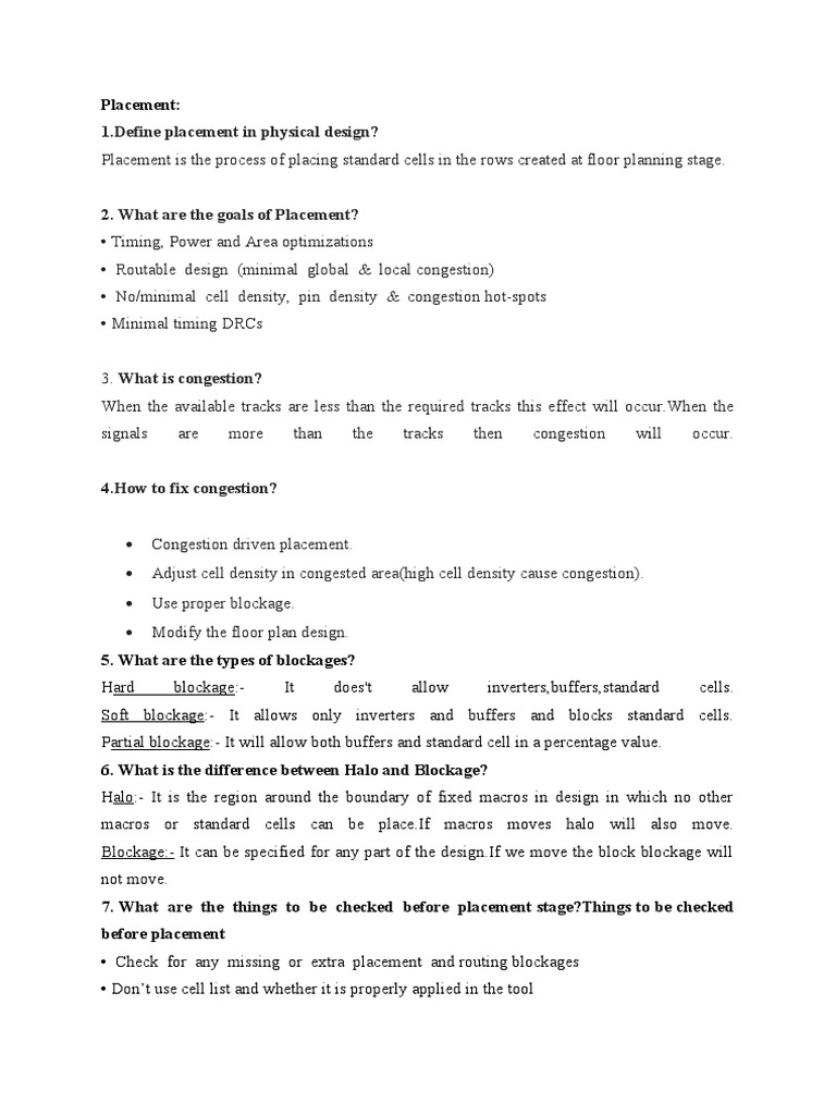1.define Placement in Physical Design? | PDF | Digital Technology ...