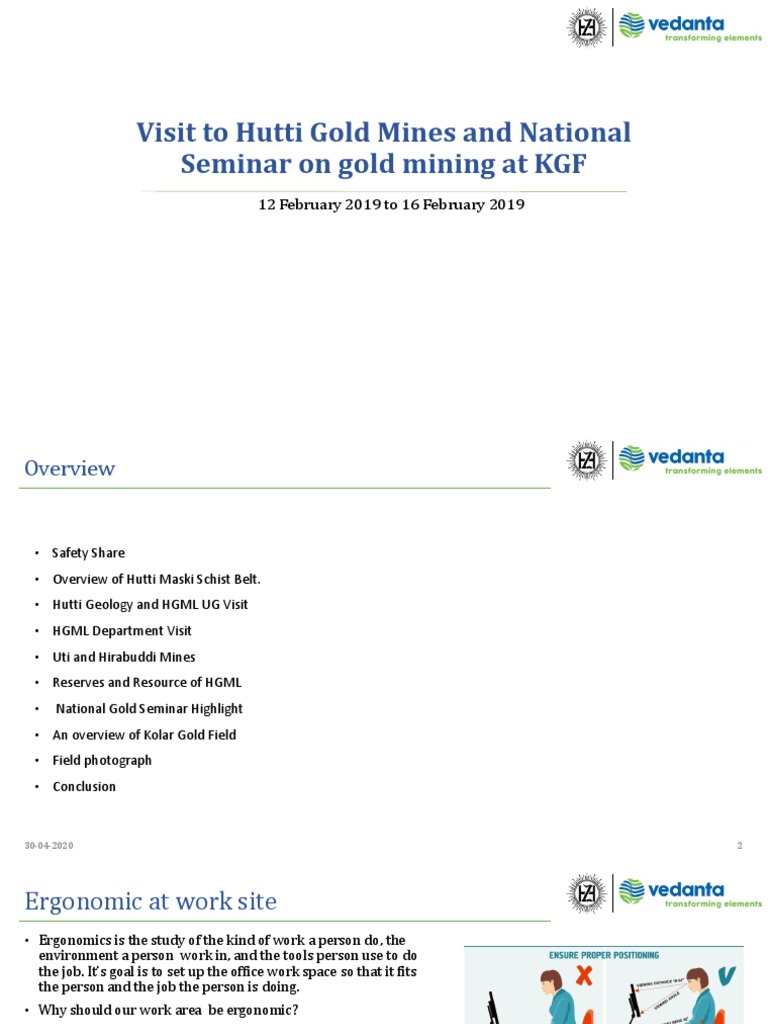 Visit To Hutti Gold Mines and National Seminar On Gold Mining at KGF ...