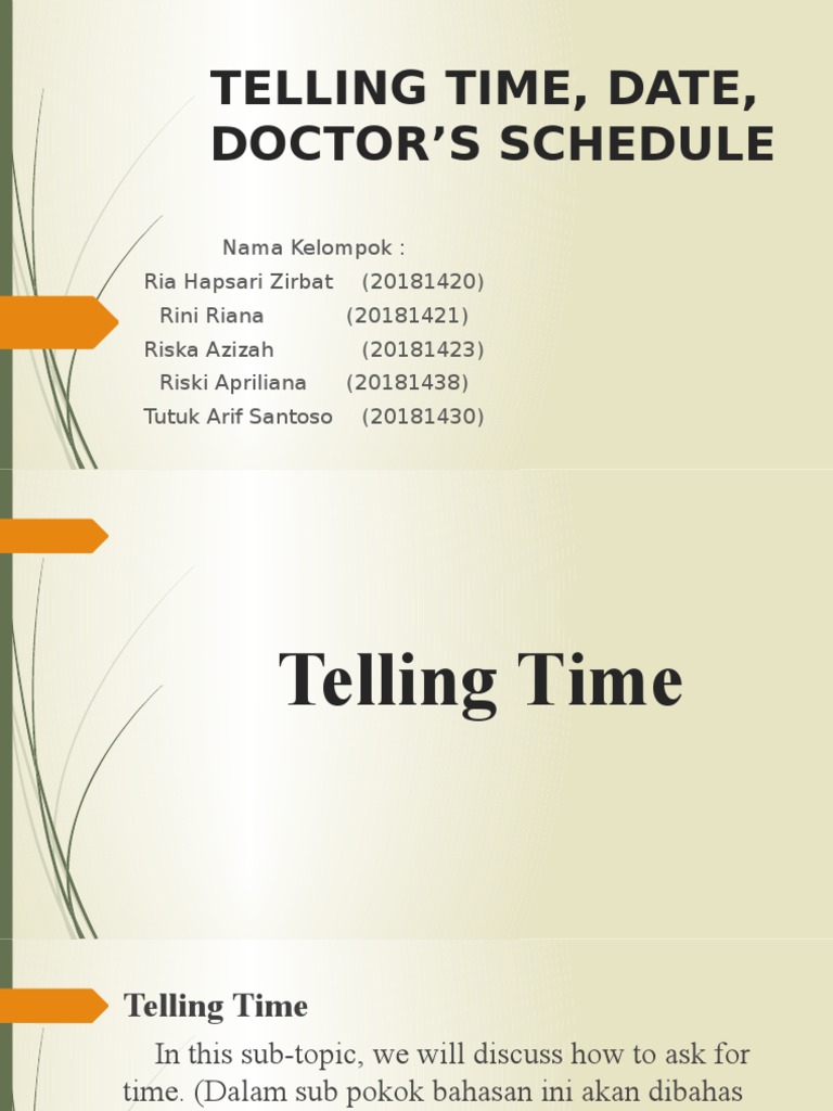 Telling Time, Date, Doctor's Schedule | PDF