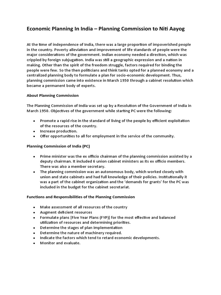 Planning Commission to NITI Aayog: Evolution of India's Central ...