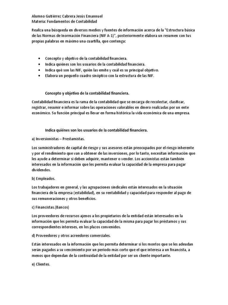 Estructura Básica de Las Normas de Información Financiera (NIF A-1 ...