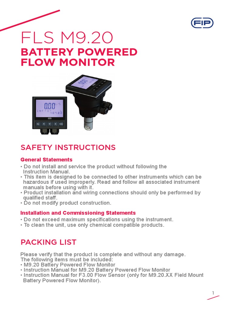 FLS M9.20 Battery Flow Monitor Setup Guide | PDF | Flow Measurement ...