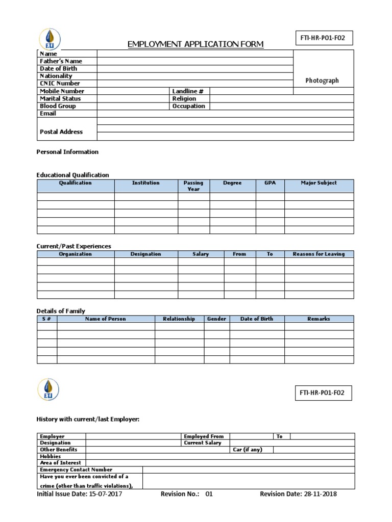 Employment Application Form: FTI-HR-P01-F02 | PDF | Justice | Crime ...